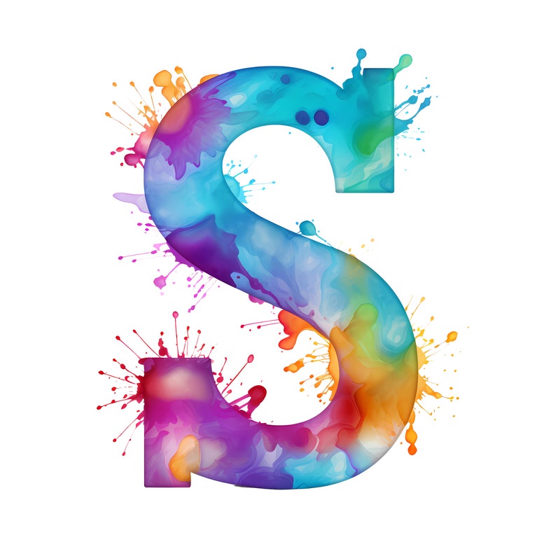 Tie Dye Letter S Graphic Transparent Letter Graphic Printable Art ...