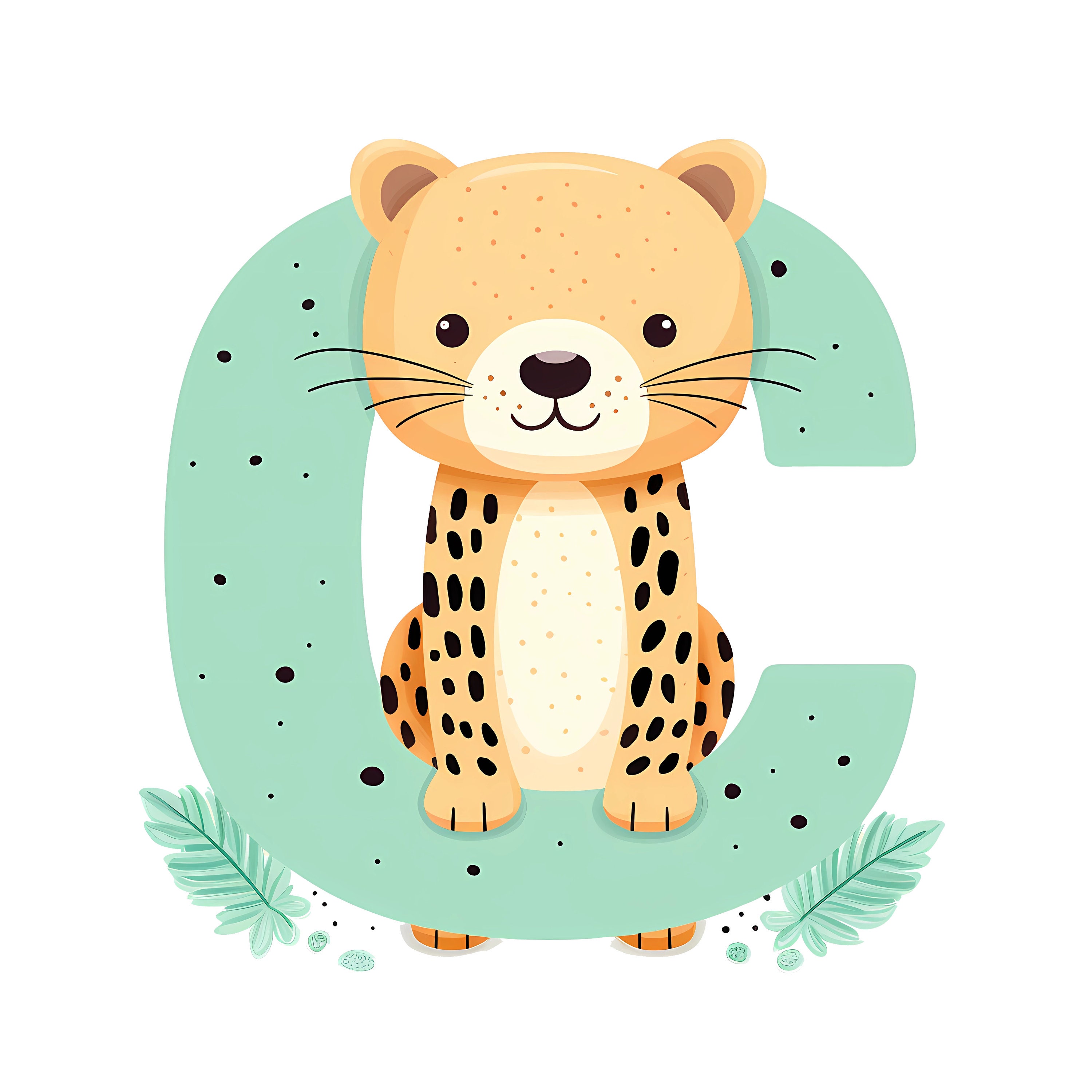 Cute Cheetah Letter C Graphic Transparent Letter Graphic Printable Art ...