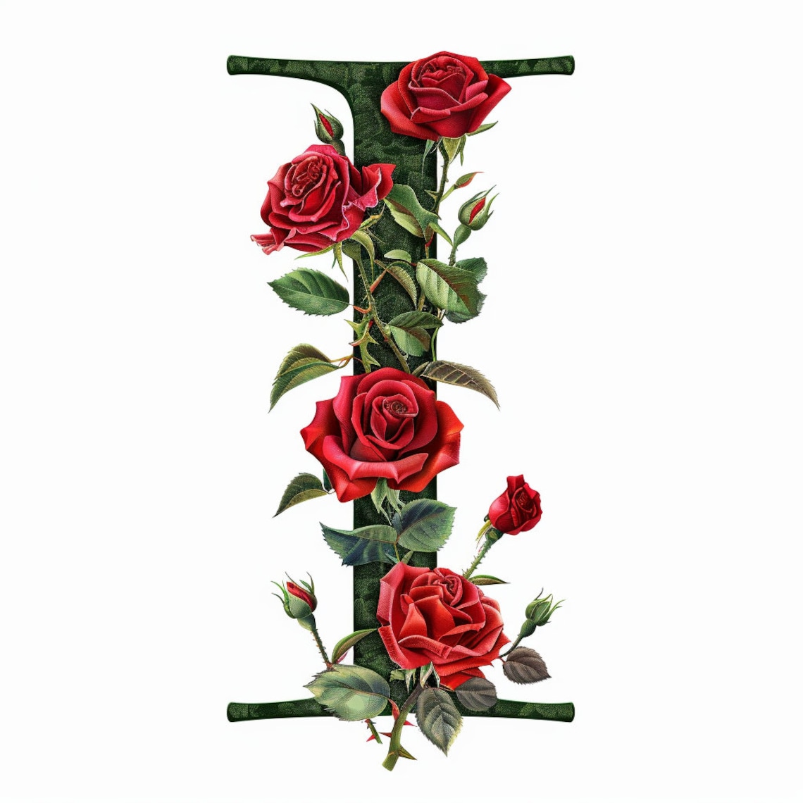 Red Roses Letter I Transparent Letter Graphic Printable Art, Aesthetic ...