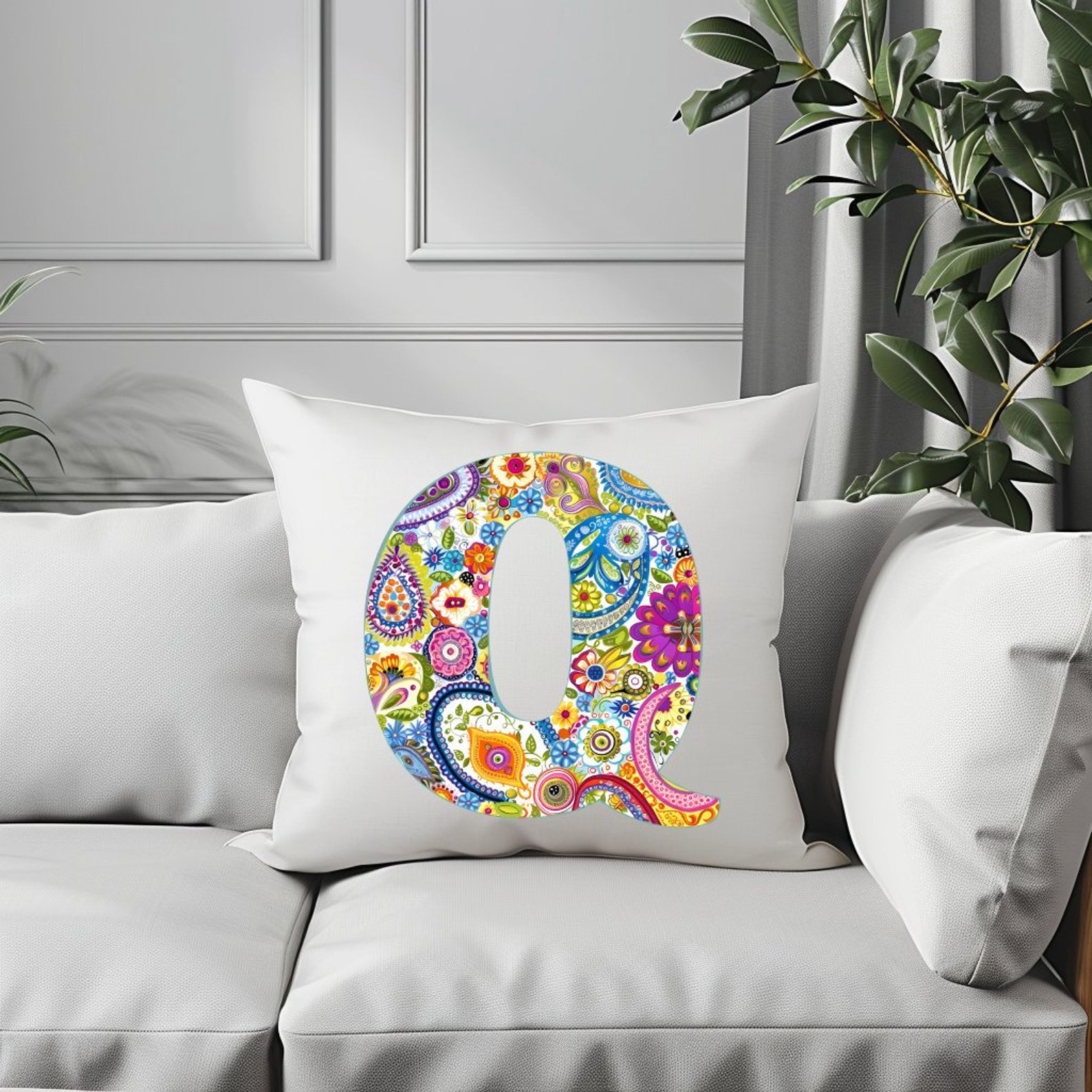Paisley Print Letter Q Transparent Letter Graphic Printable Art ...