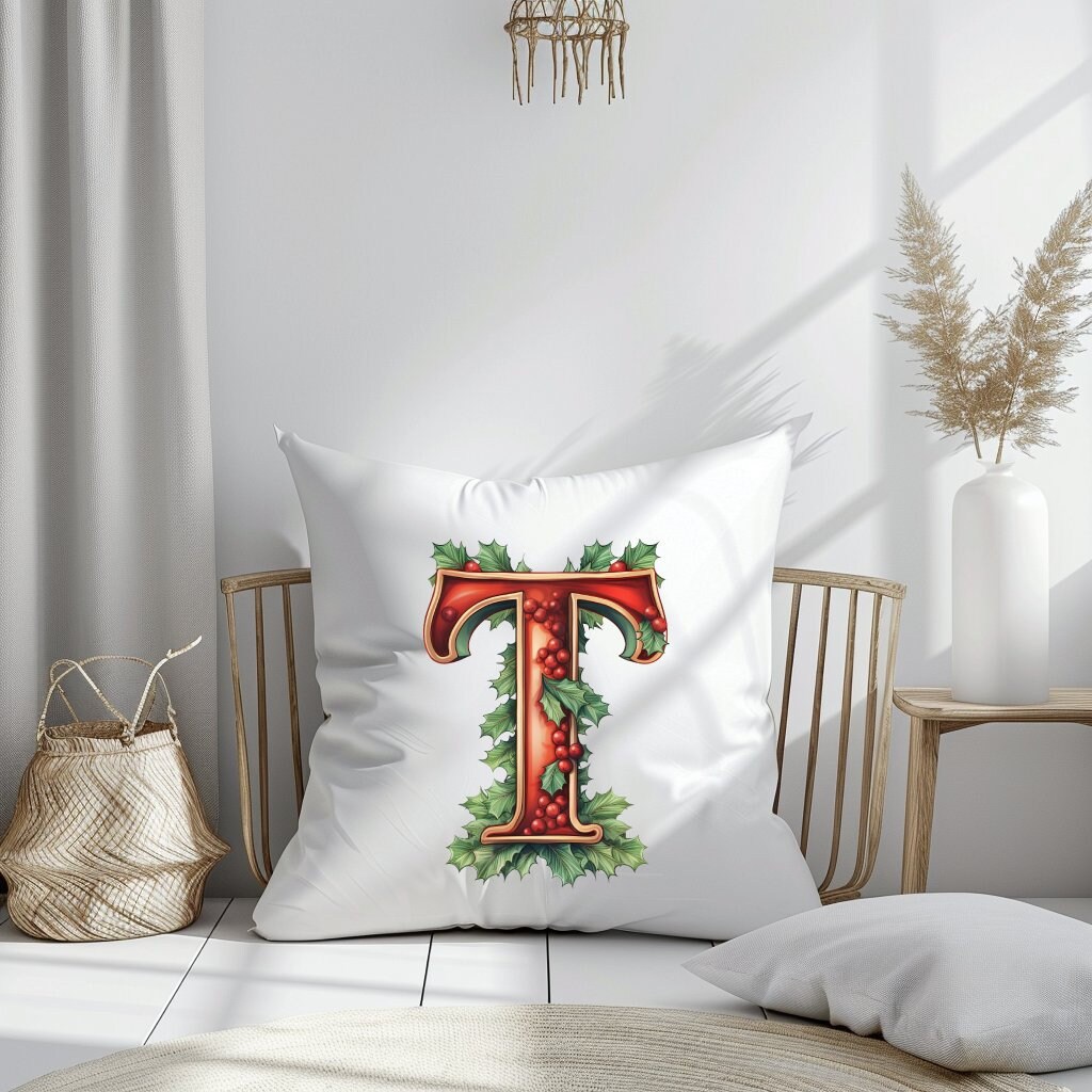 Traditional Christmas Letter T Transparent Letter Graphic Printable Art ...