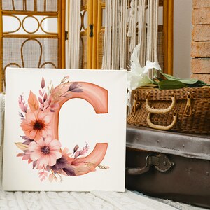 Rose Gold Floral Letter C Graphic Transparent Letter Graphic Printable ...