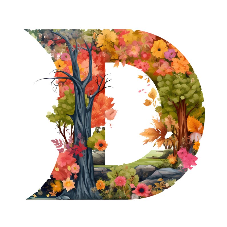 Fall Trees Letter D Graphic Transparent Letter Graphic Printable Art ...