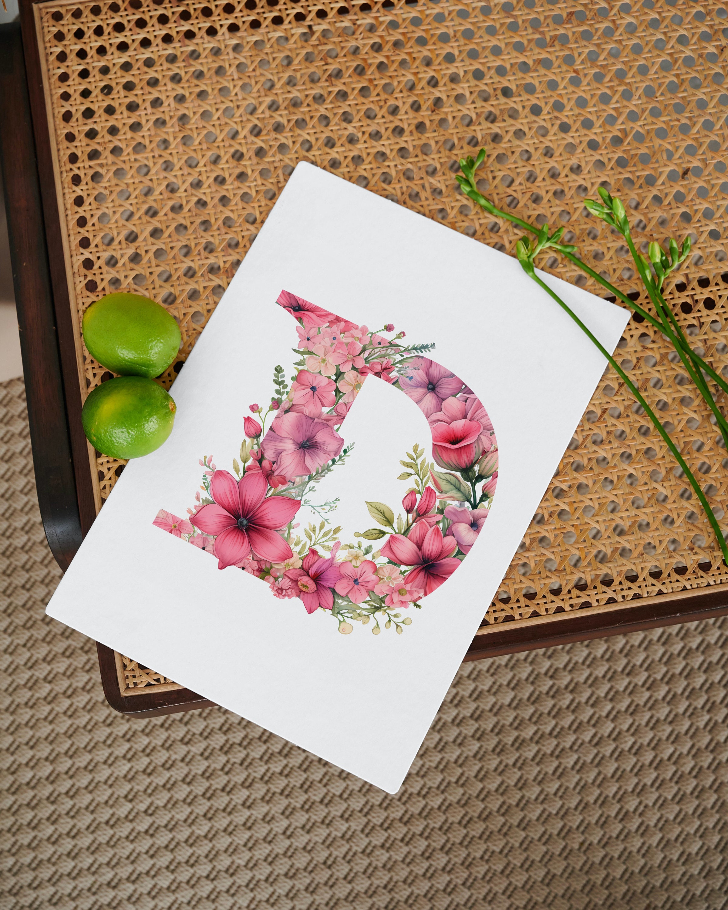 Pink Floral Letter D Graphic Transparent Letter Graphic Printable Art ...