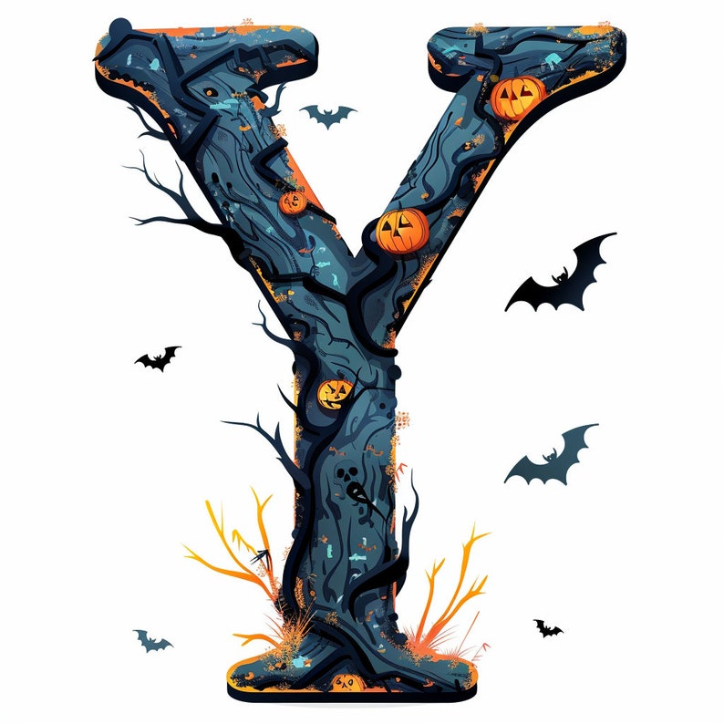 Haunted Halloween Letter Y Transparent Letter Graphic Printable Art ...