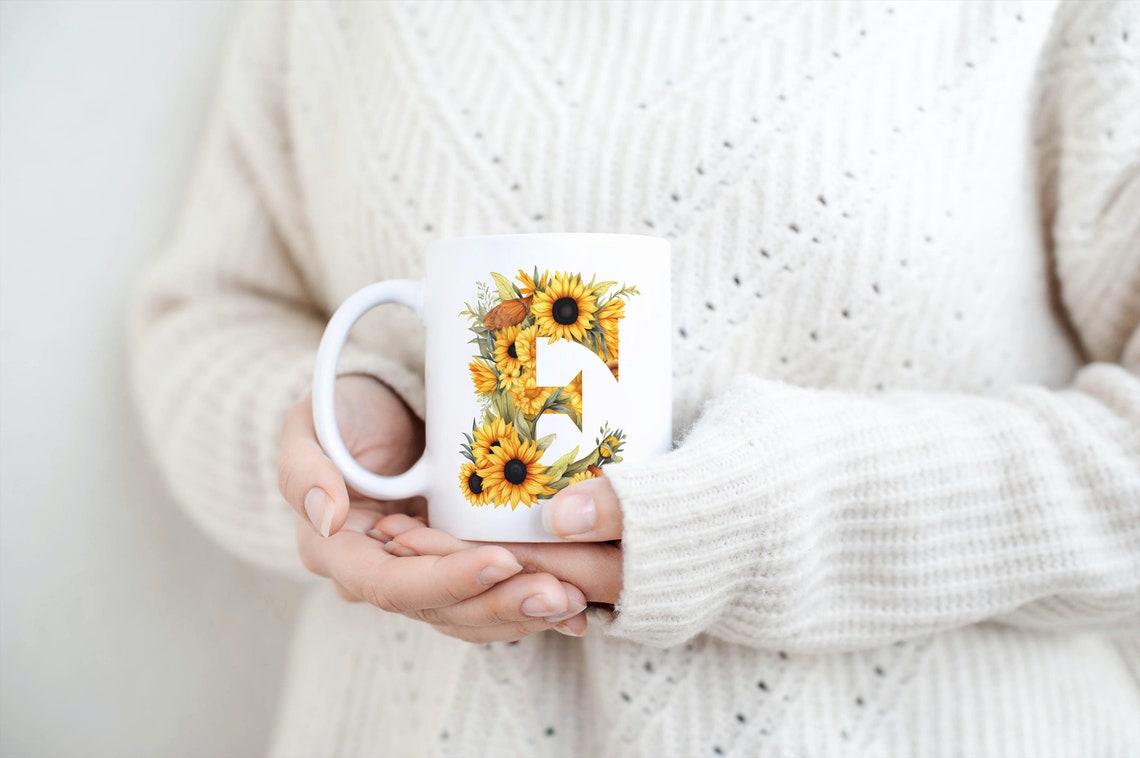 Sunflowers Letter E Graphic Transparent Letter Graphic Printable Art ...