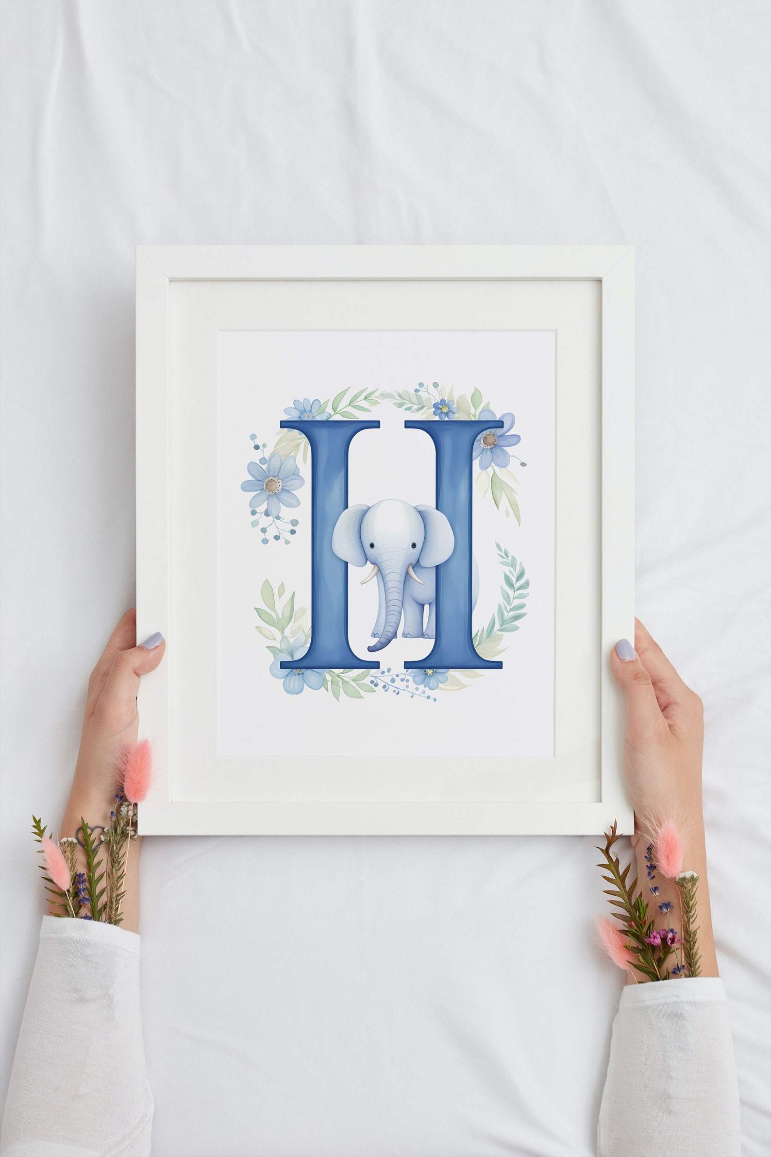 Blue Elephant H Graphic Transparent Letter Graphic Printable Art ...