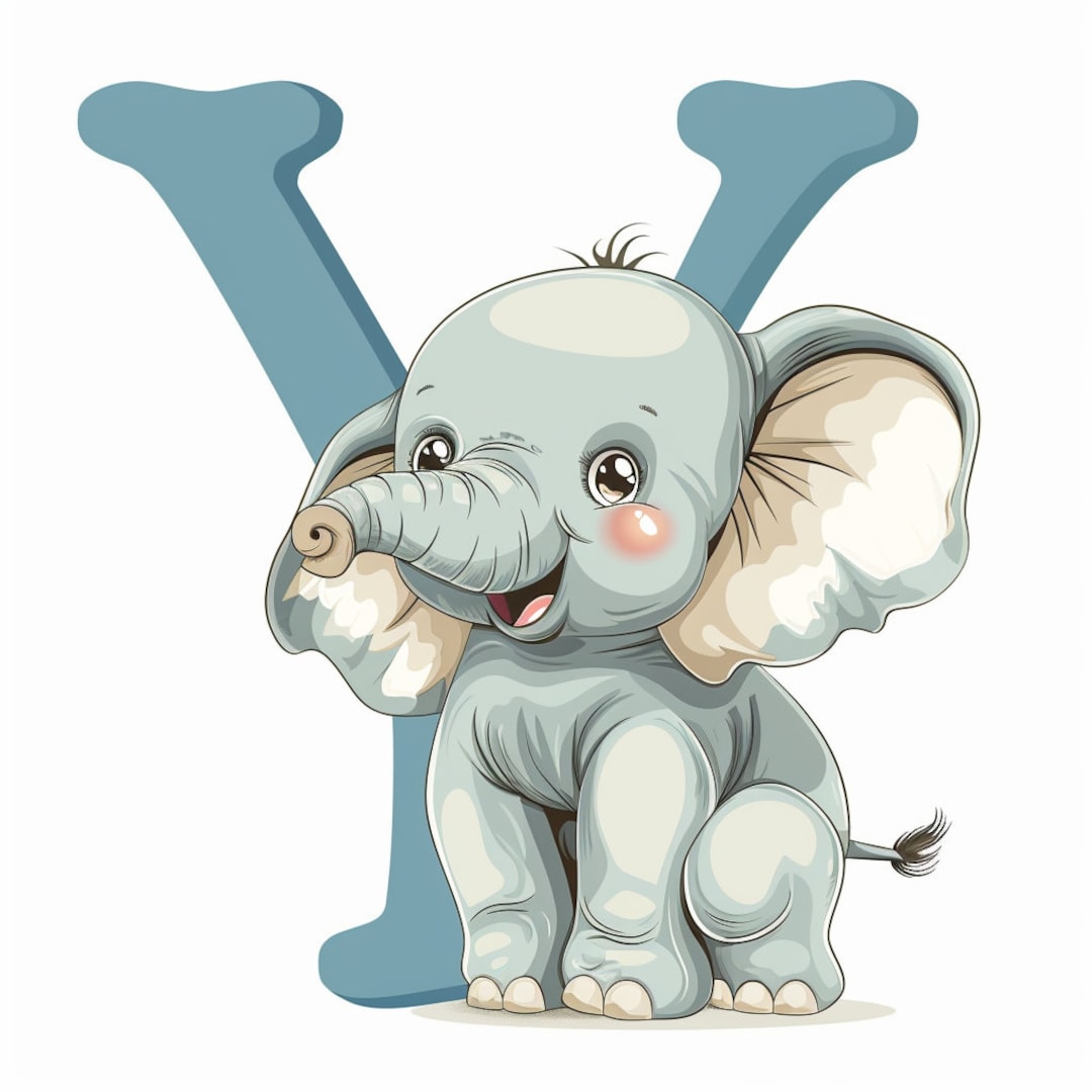 Elephant Letter Y Transparent Letter Graphic Printable Art, Aesthetic ...