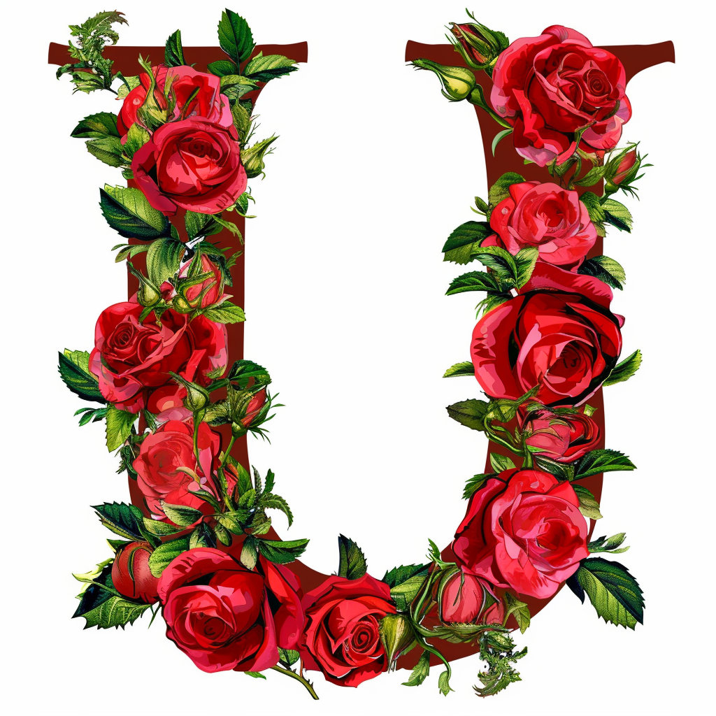 Red Roses Letter U Transparent Letter Graphic Printable Art, Aesthetic ...