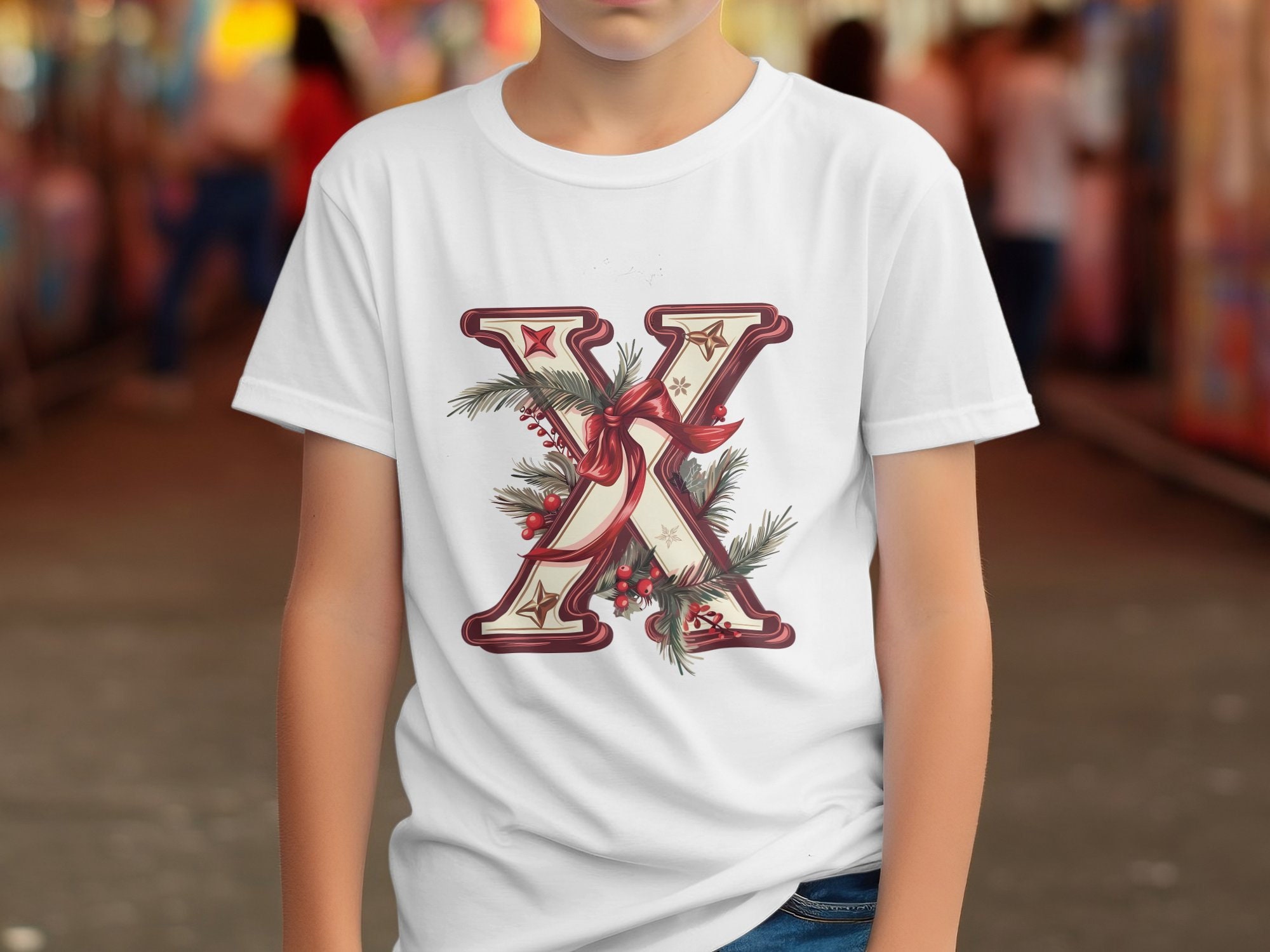 Traditional Christmas Letter X Transparent Letter Graphic Printable Art ...