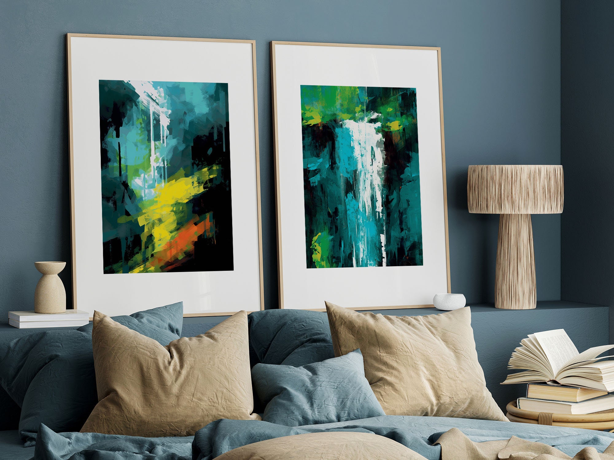 Abstract Waterfall Dreams Art Print, Set of 2 Digital Art Printable Art ...