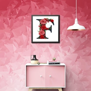 Red Roses Letter F Graphic Transparent Letter Graphic Printable Art ...