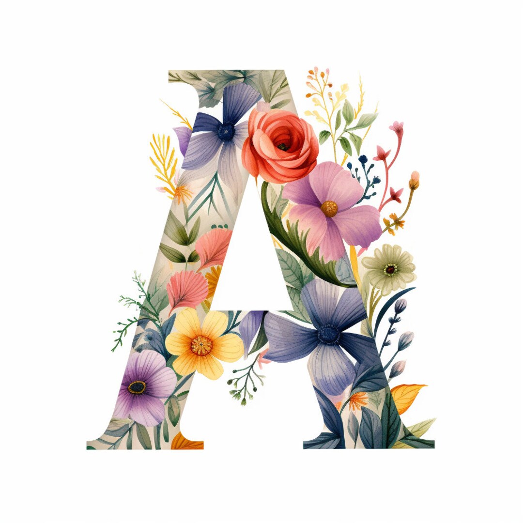 Colorful Floral Letter A Graphic Transparent Letter Graphic Printable ...