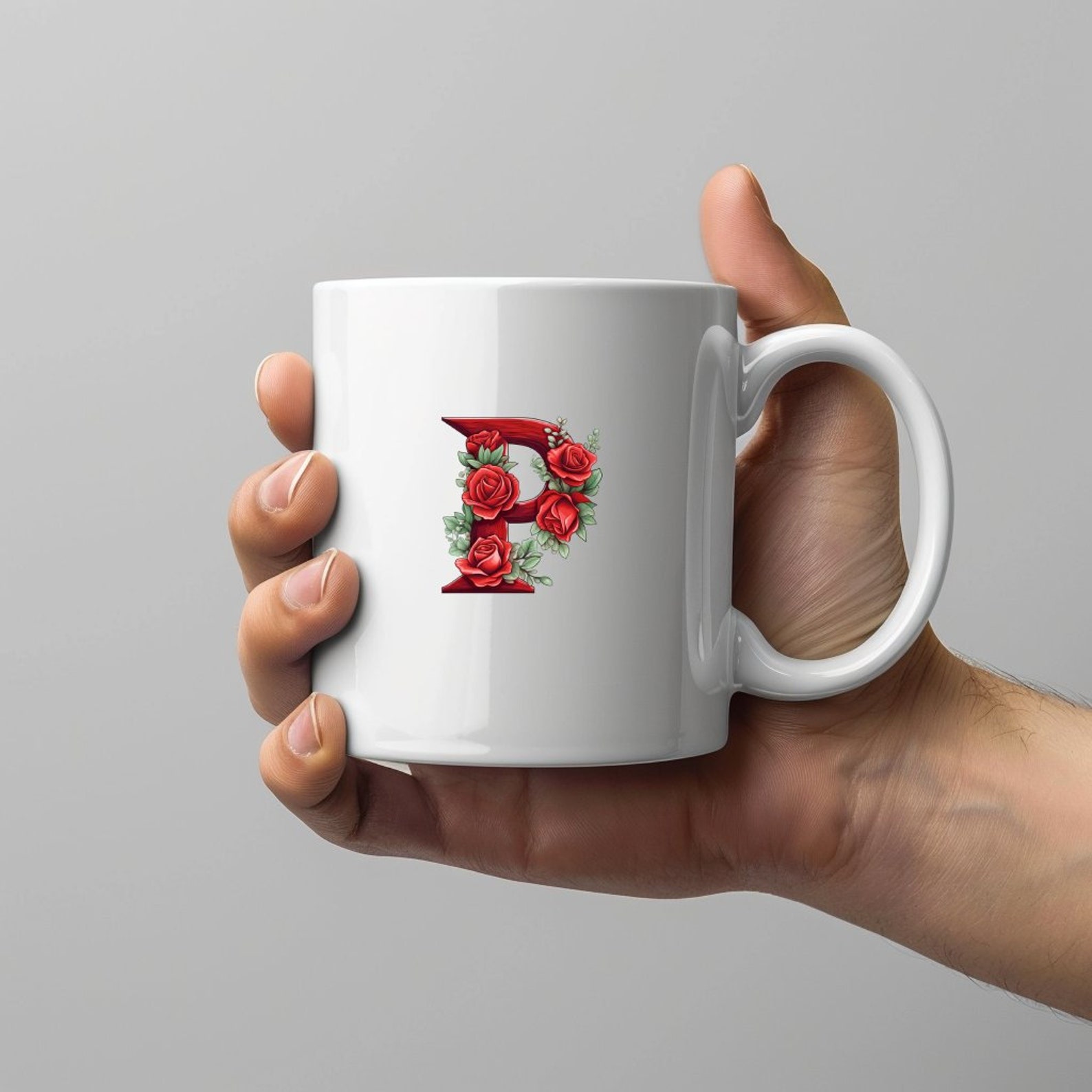 Red Roses Letter P Transparent Letter Graphic Printable Art, Aesthetic ...