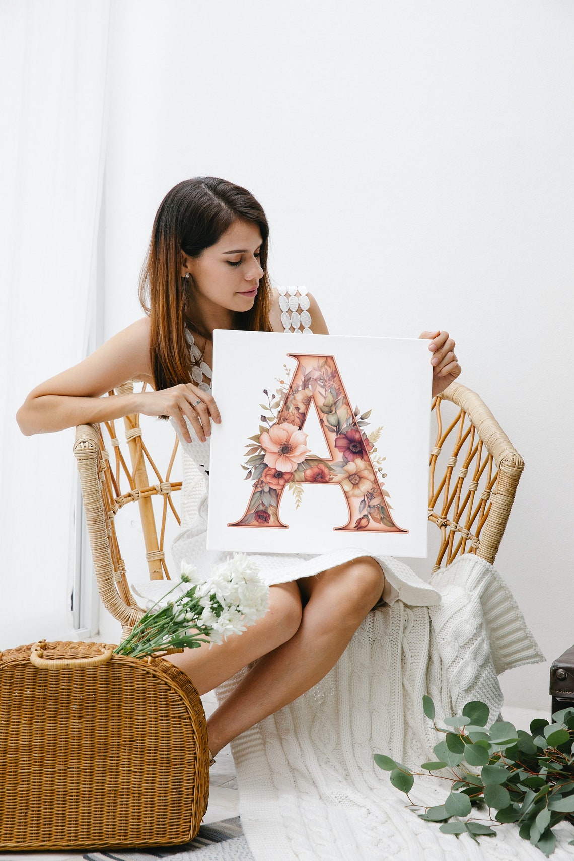 Rose Gold Floral A Graphic Transparent Letter Graphic Printable Art ...