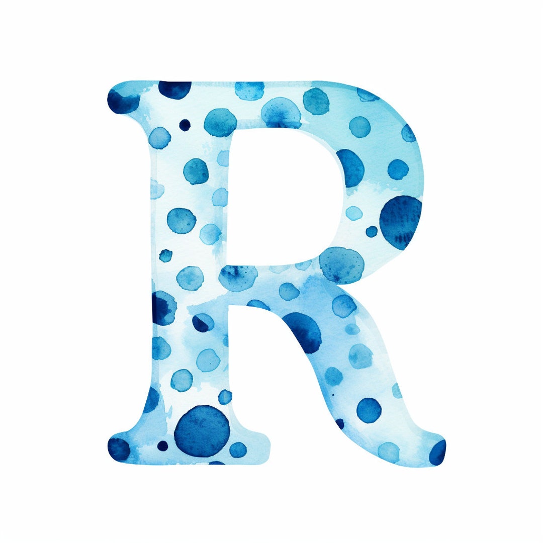 Blue Polka Dot Letter R Transparent Letter Graphic Printable Art ...
