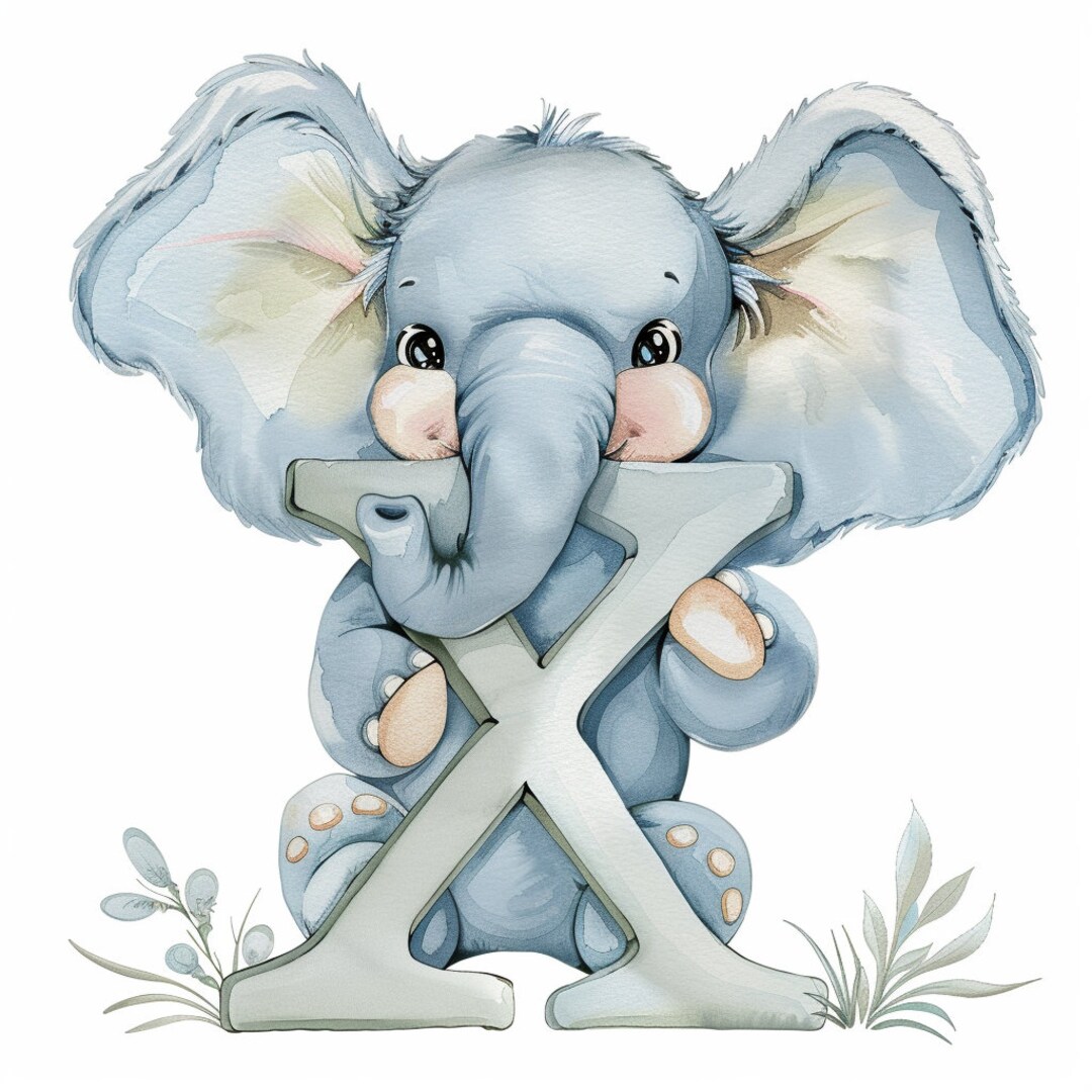 Elephant Letter X Transparent Letter Graphic Printable Art, Aesthetic ...