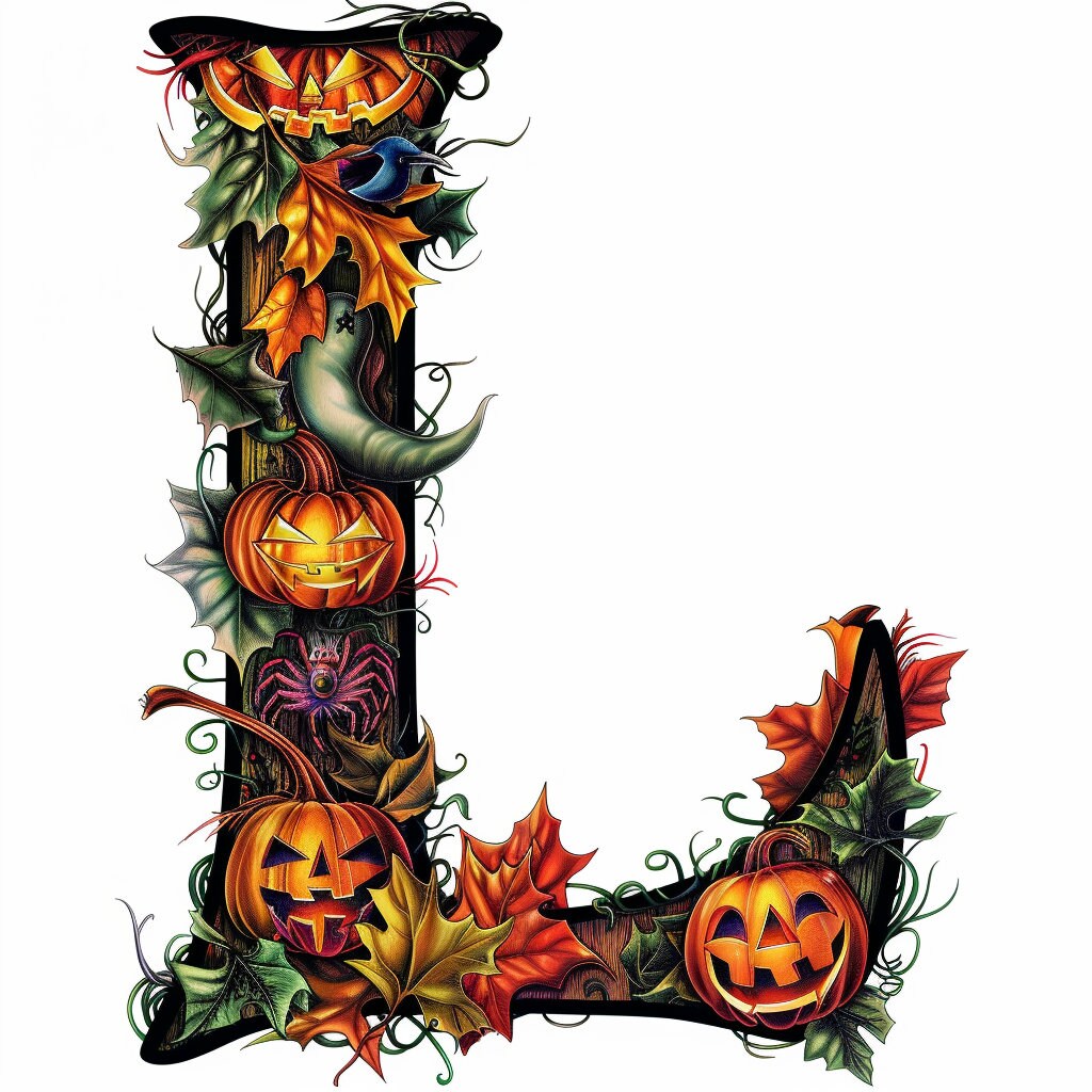 Haunted Halloween Letter L Transparent Letter Graphic Printable Art ...