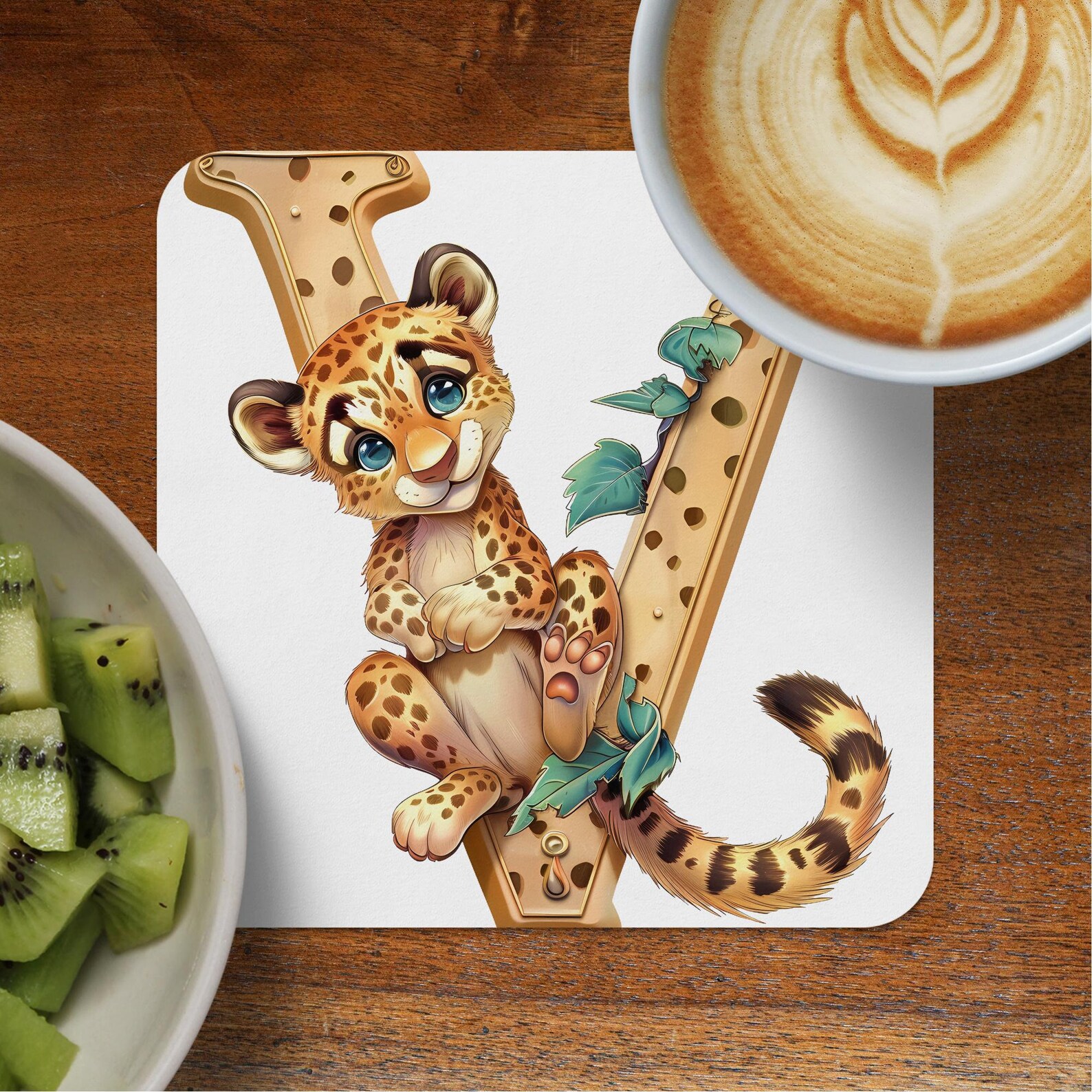 Leopard V Letter Transparent Letter Graphic Printable Art, Aesthetic ...