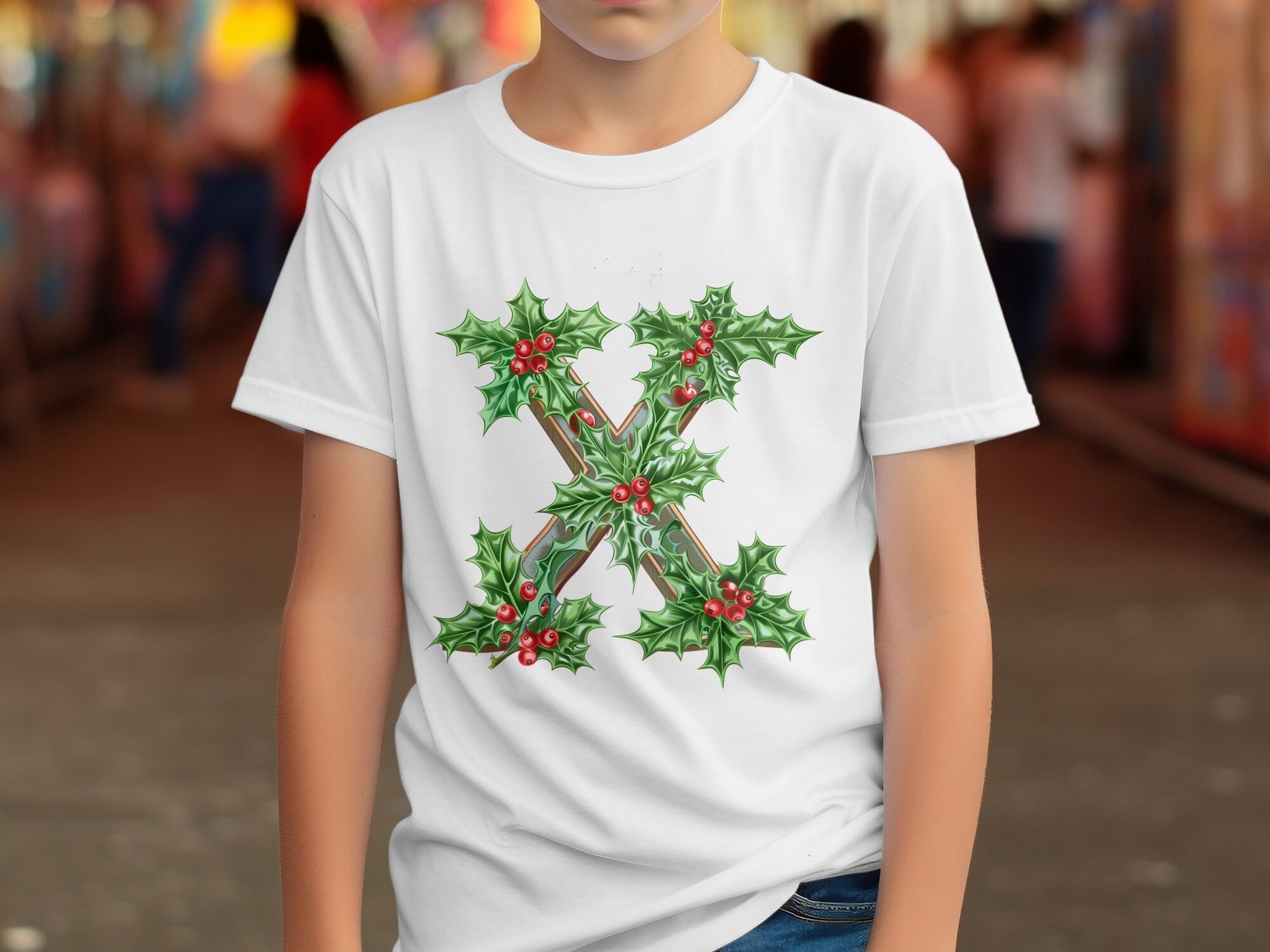 Christmas Holly Letter X Transparent Letter Graphic Printable Art ...