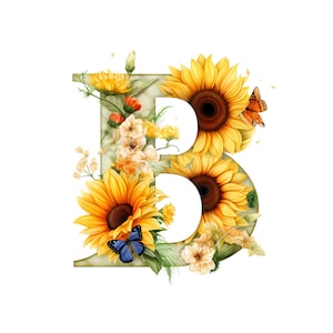 Sunflowers Letter B Graphic Transparent Letter Graphic Printable Art ...