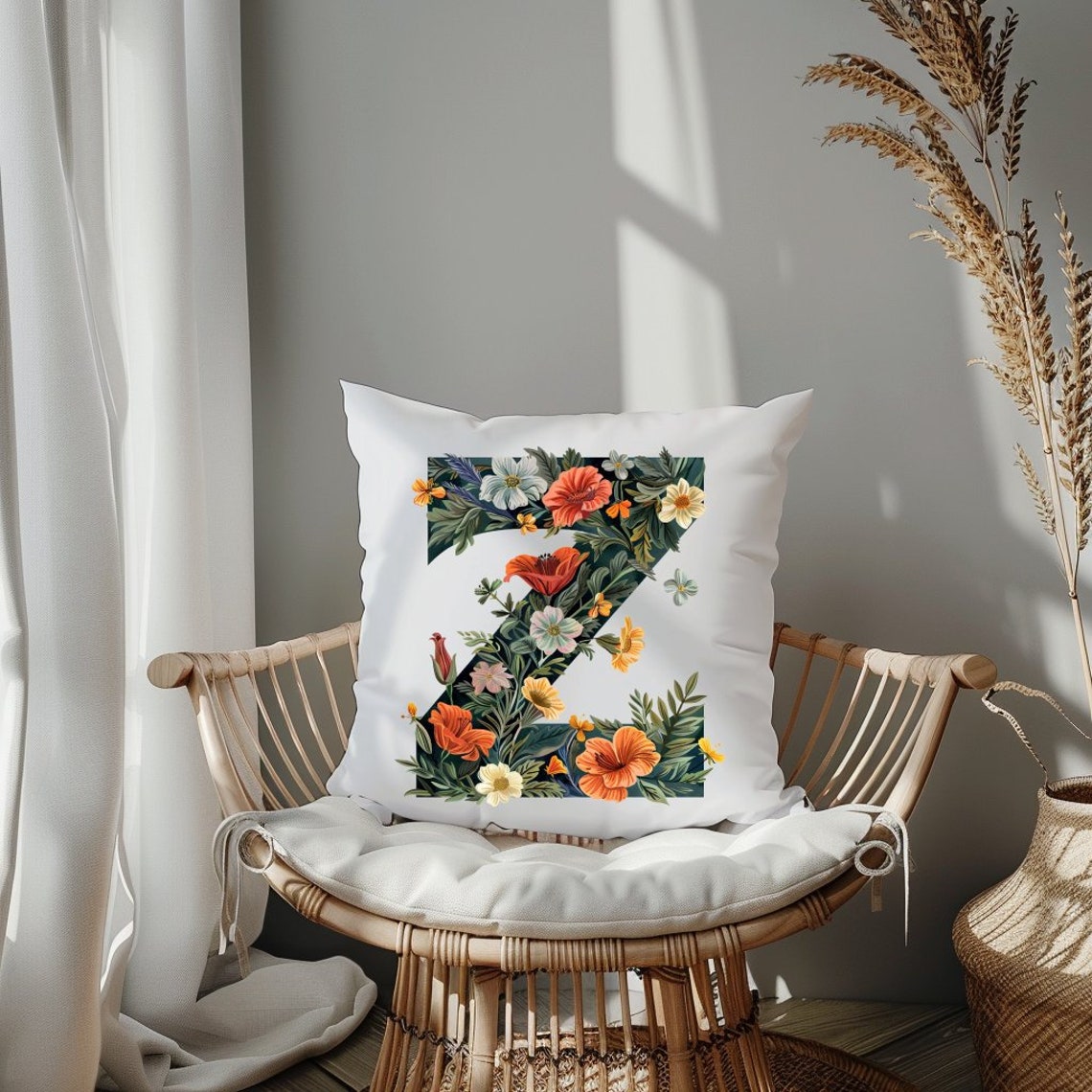 Floral Letter Z Transparent Letter Graphic Printable Art, Aesthetic ...