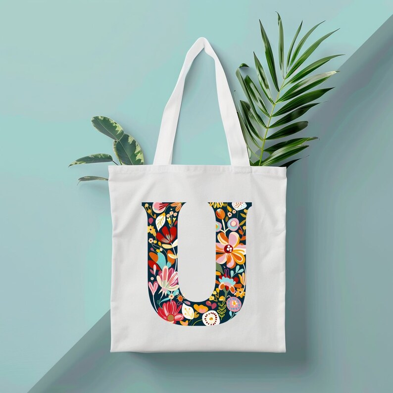 Floral Letter U Transparent Letter Graphic Printable Art, Aesthetic ...