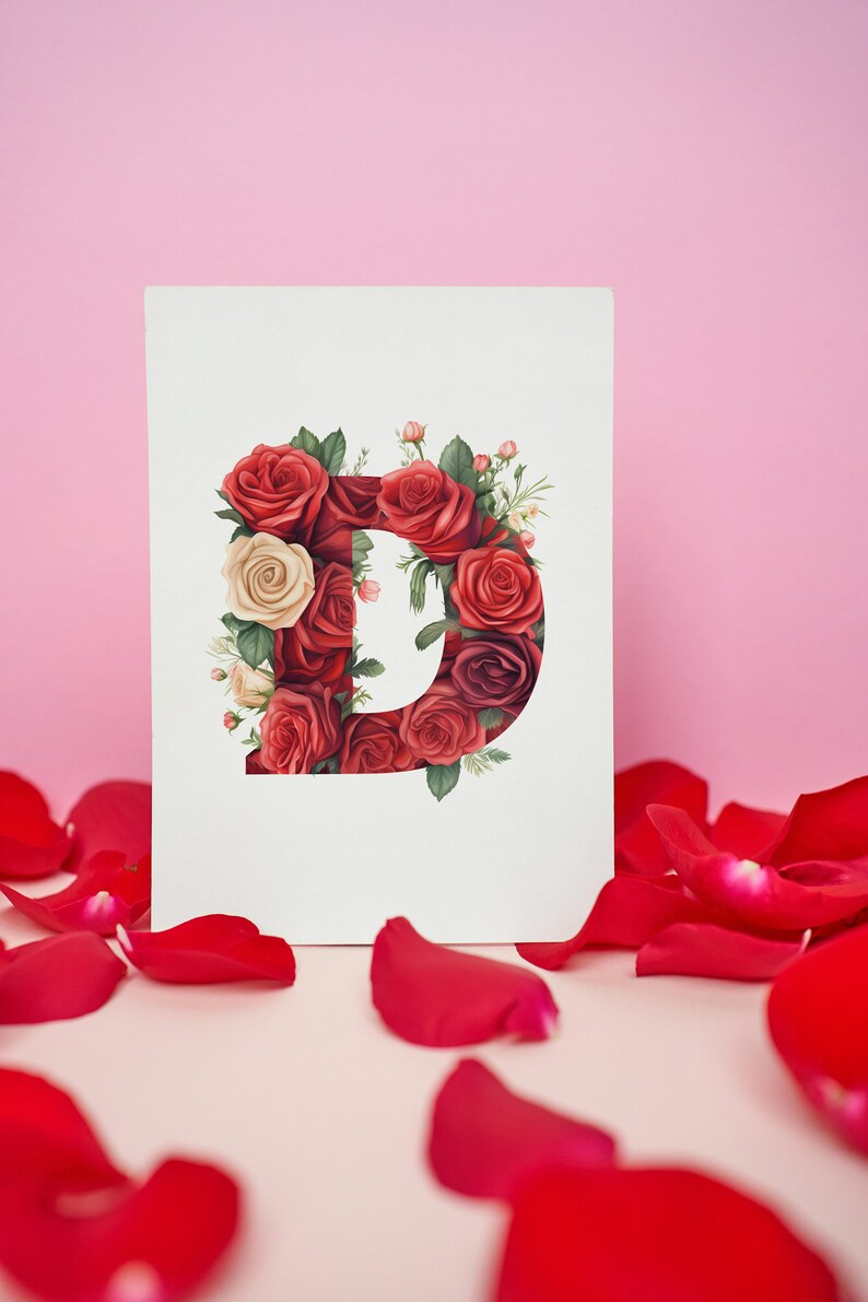 Red Roses Letter D Graphic Transparent Letter Graphic Printable Art ...