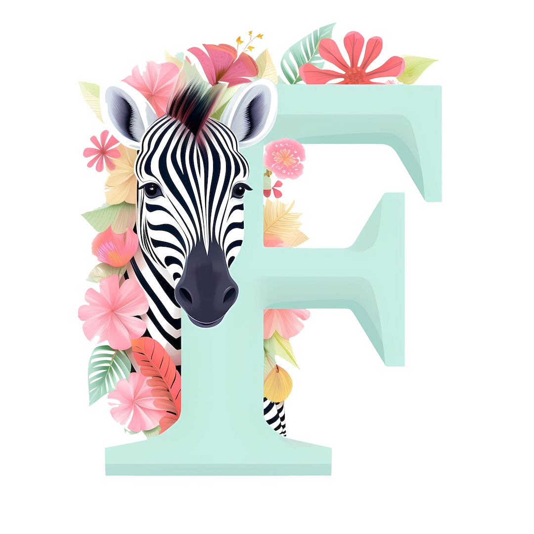 Zebra F Graphic Transparent Letter Graphic Printable Art, Aesthetic ...
