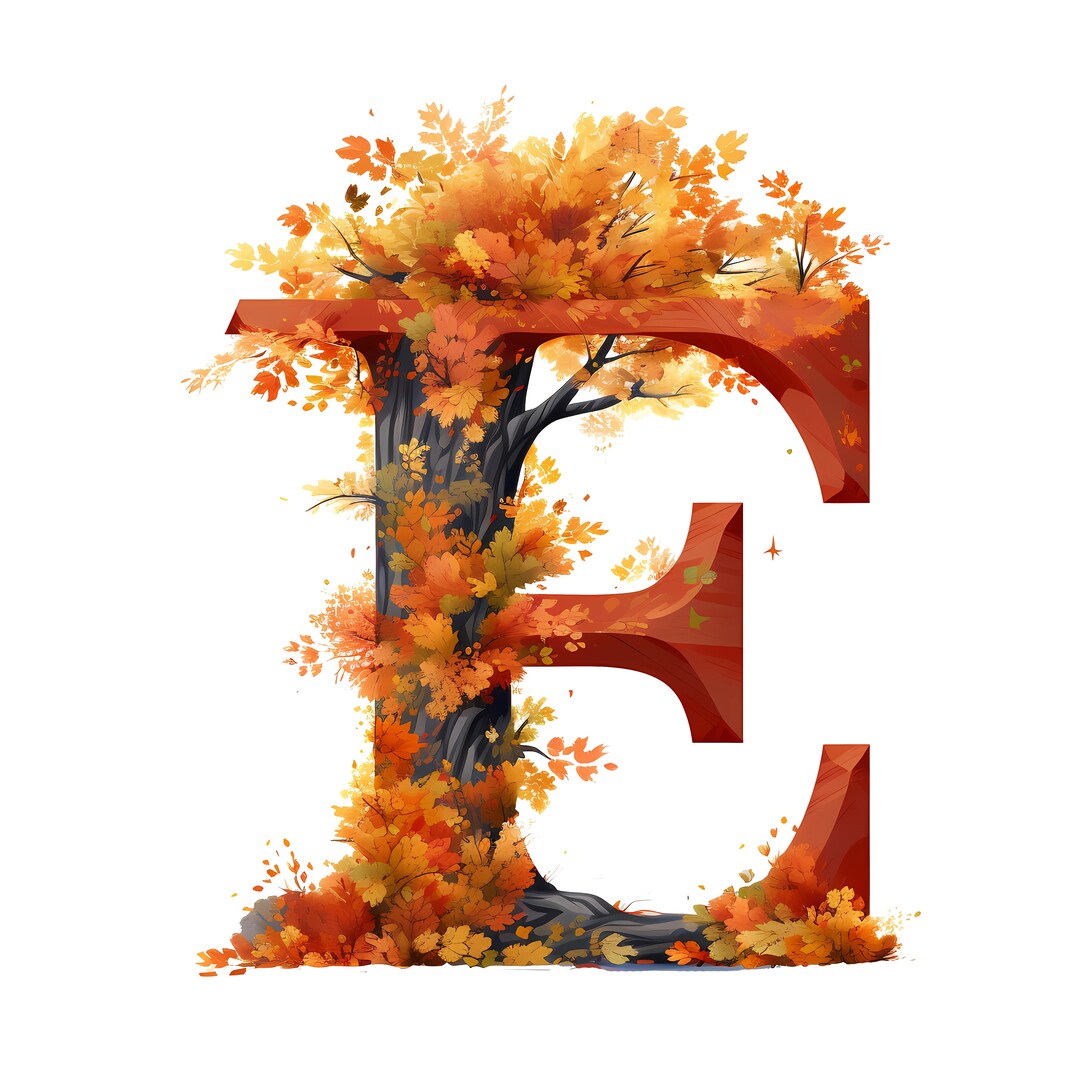 Fall Trees Letter E Graphic Transparent Letter Graphic Printable Art ...