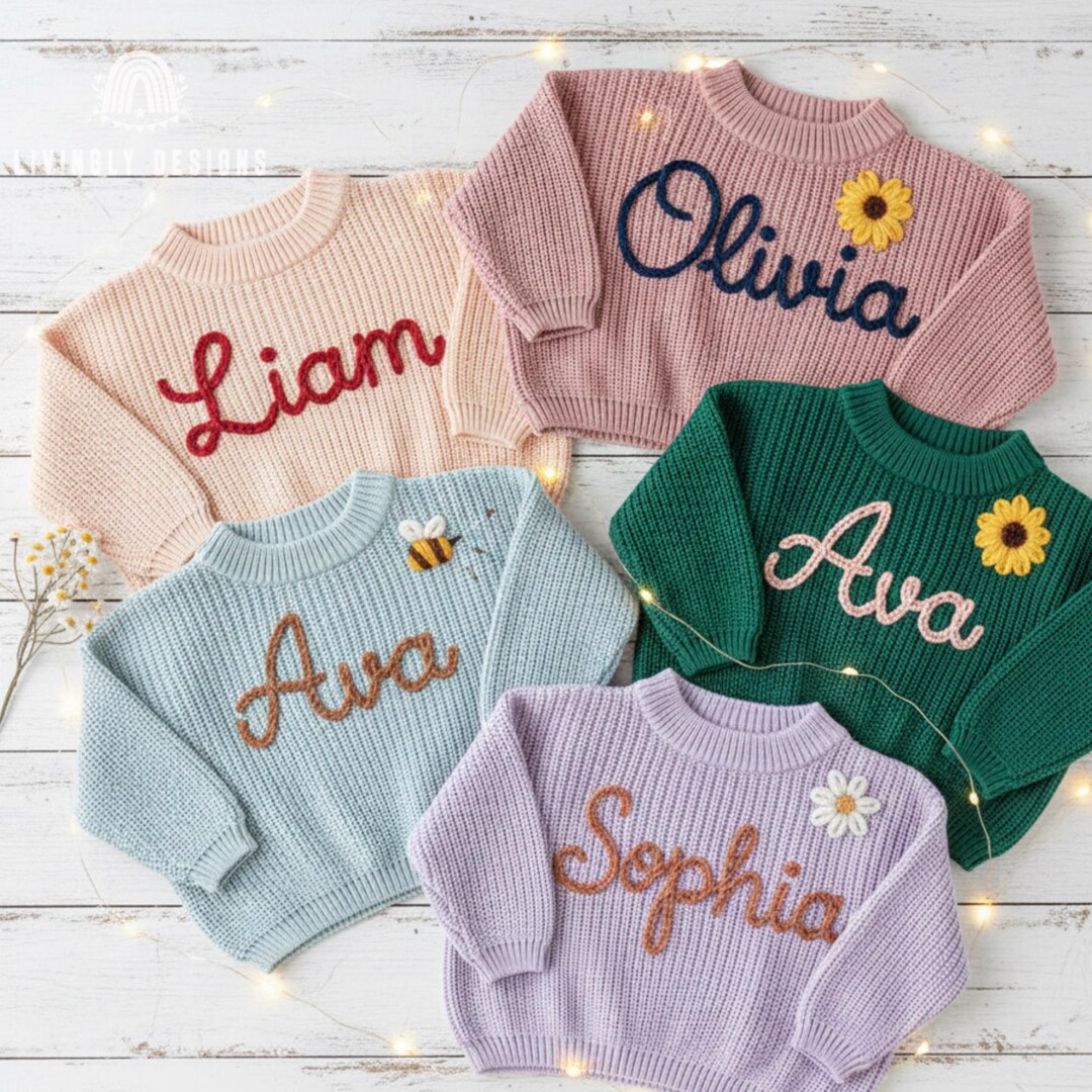 Personalized Keepsake Baby Sweater: Custom Embroidered Name Jumper for ...