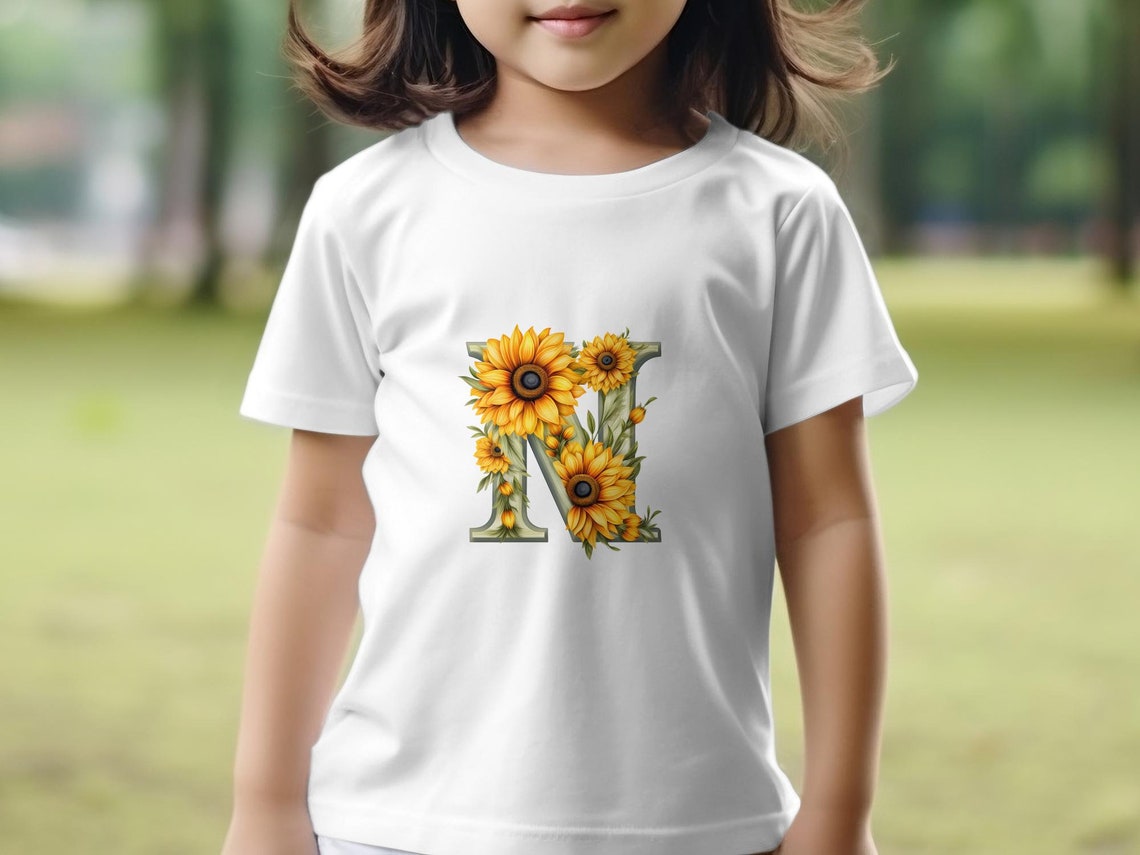 Sunflowers Letter N Transparent Letter Graphic Printable Art, Aesthetic ...