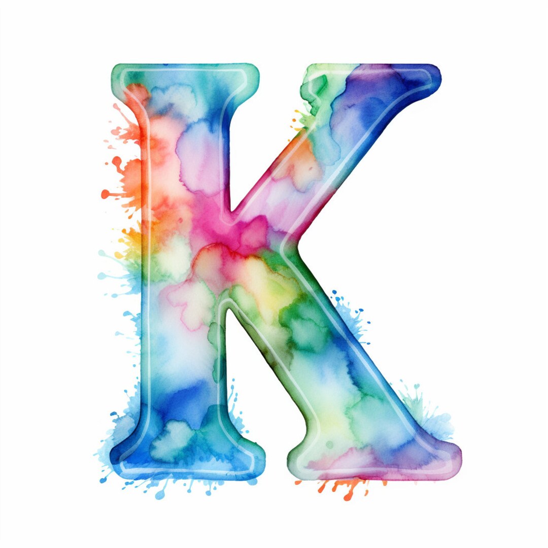 Tie Dye Letter K Transparent Letter Graphic Printable Art, Aesthetic ...
