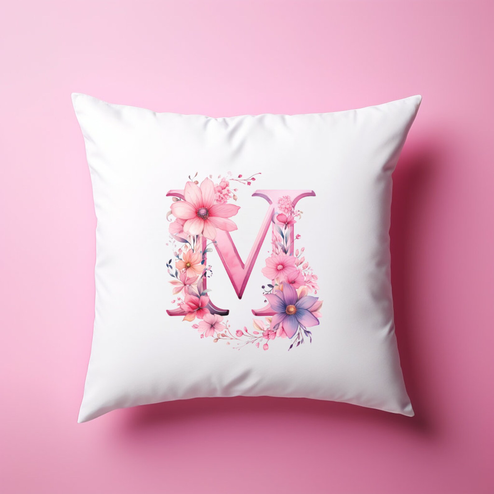 Pink Floral Letter M Graphic Transparent Letter Graphic Printable Art ...
