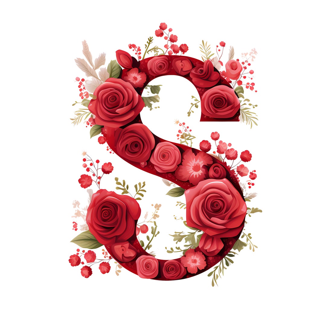 Red Roses Letter S Graphic Transparent Letter Graphic Printable Art ...