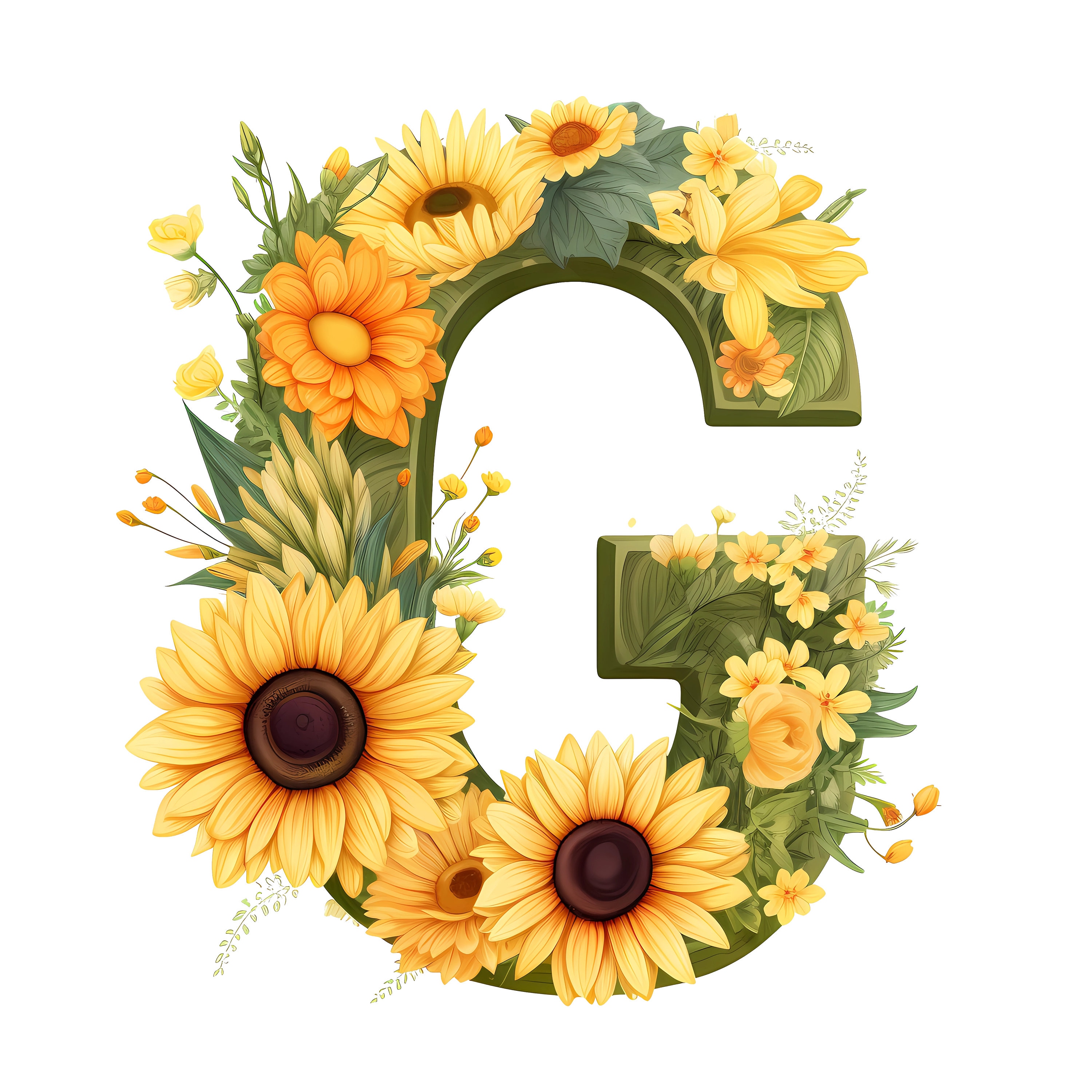 Sunflowers Letter G Graphic Transparent Letter Graphic - Etsy