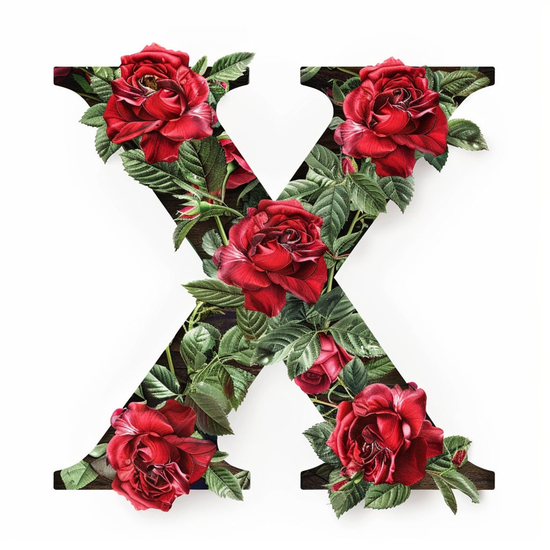 Red Roses Letter X Transparent Letter Graphic Printable Art, Aesthetic ...