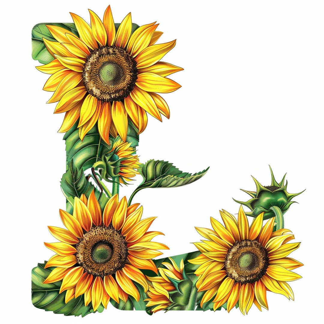 Sunflowers Letter L Transparent Letter Graphic Printable Art, Aesthetic ...