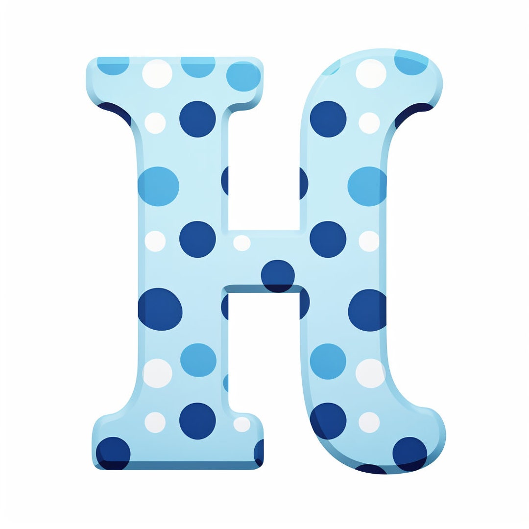 Blue Polka Dot Letter H Transparent Letter Graphic Printable Art ...
