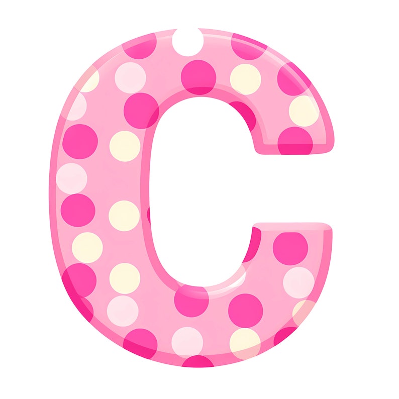 Pink Polka Dot Letter C Graphic Transparent Letter Graphic Printable ...