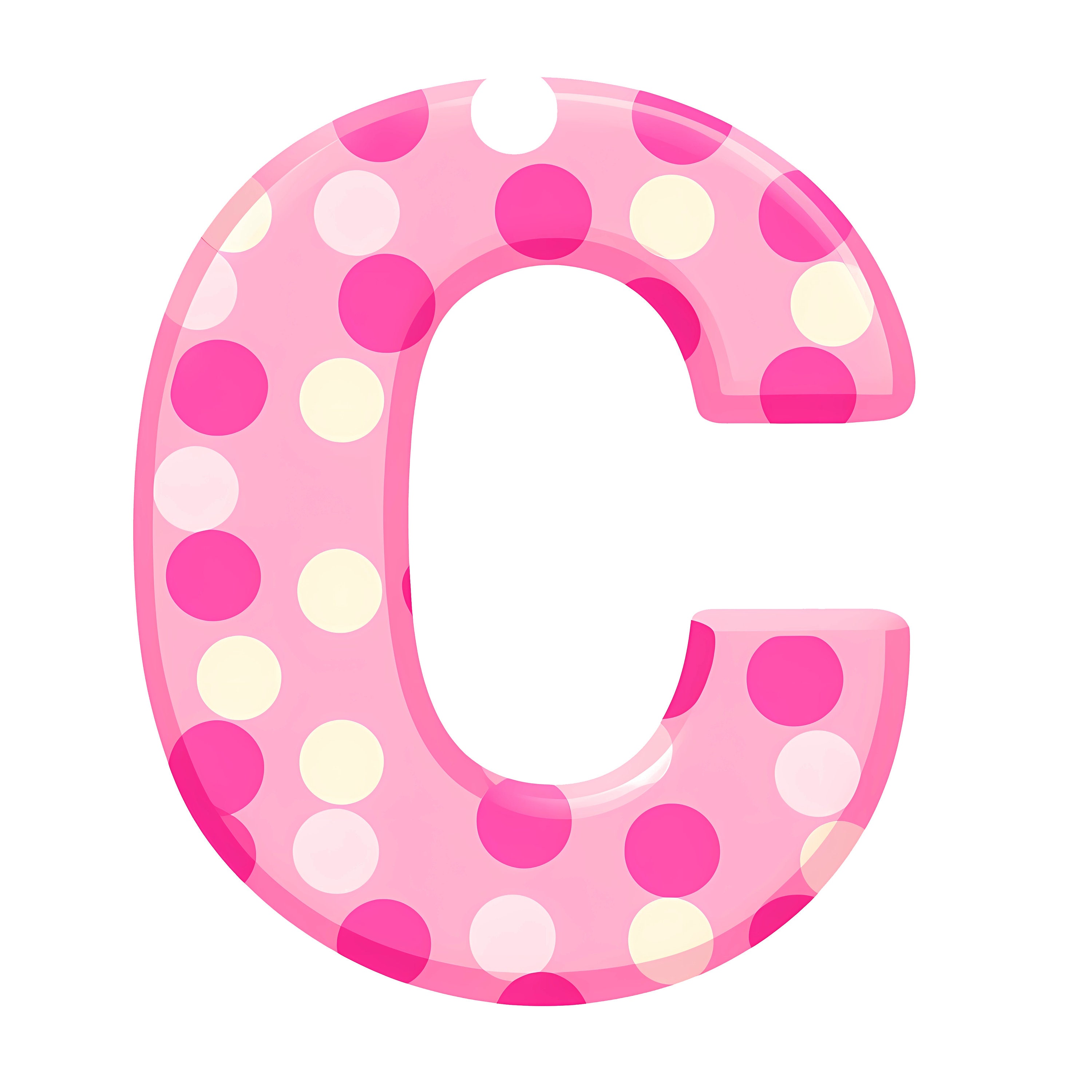 Pink Polka Dot Letter C Graphic Transparent Letter Graphic Printable ...
