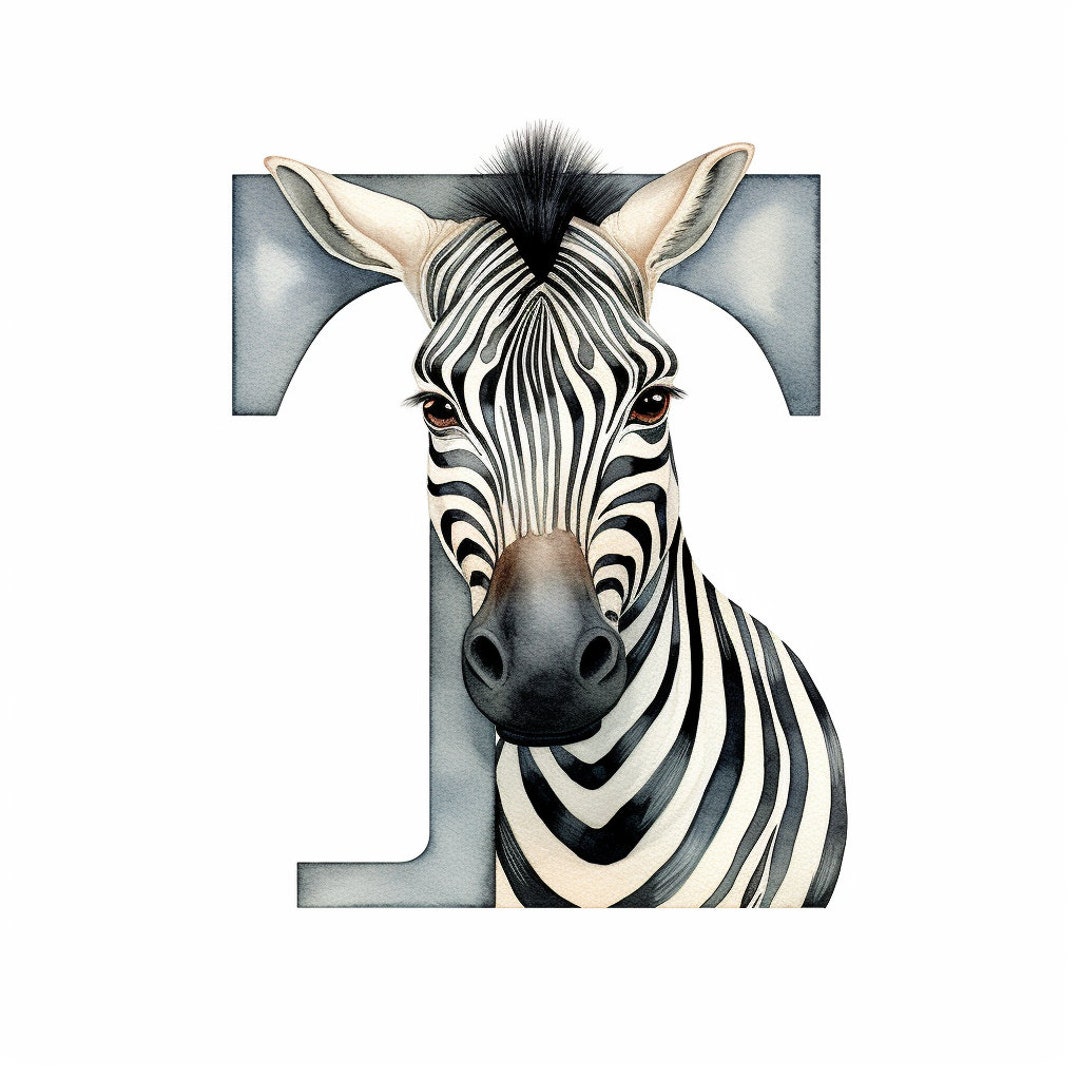 Zebra Letter T Transparent Letter Graphic Printable Art, Aesthetic ...
