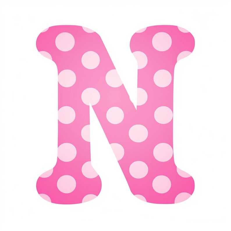 Pink Polka Dot Letter N Transparent Letter Graphic Printable Art ...