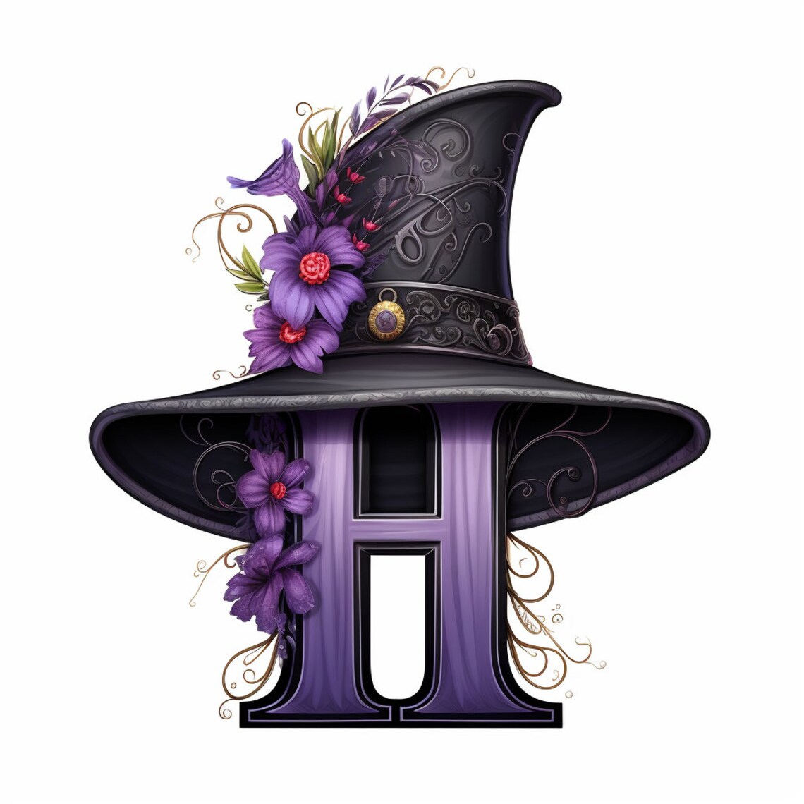 Haunted Halloween Letter H Transparent Letter Graphic Printable Art ...