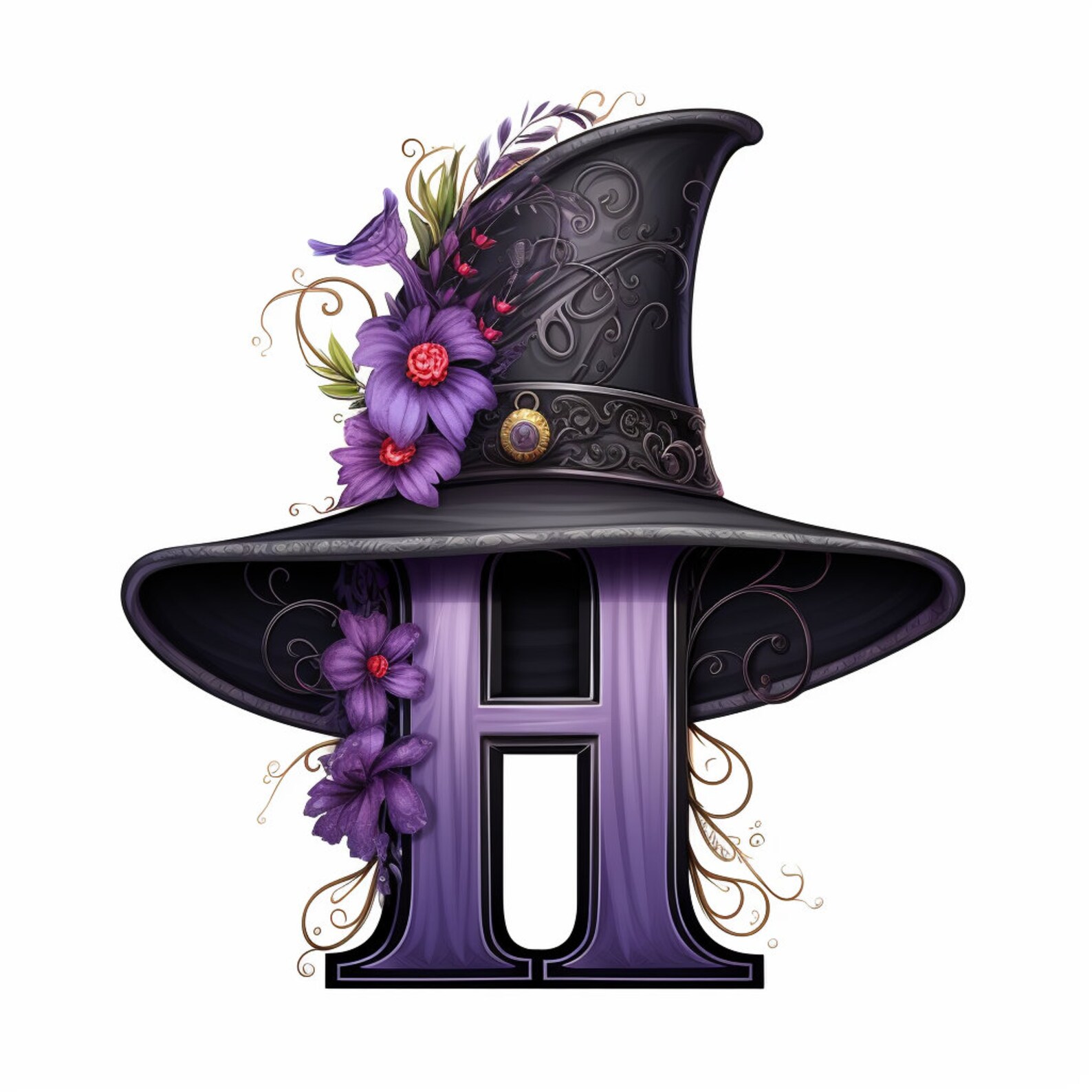 Haunted Halloween Letter H Transparent Letter Graphic Printable Art ...