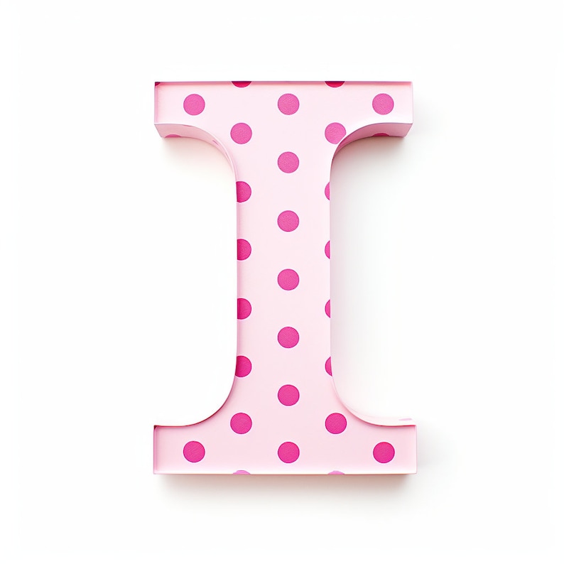 Pink Polka Letter I Transparent Letter Graphic Printable Art, Aesthetic ...