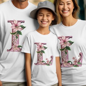 Pink Floral Letter L Transparent Letter Graphic Printable Art ...