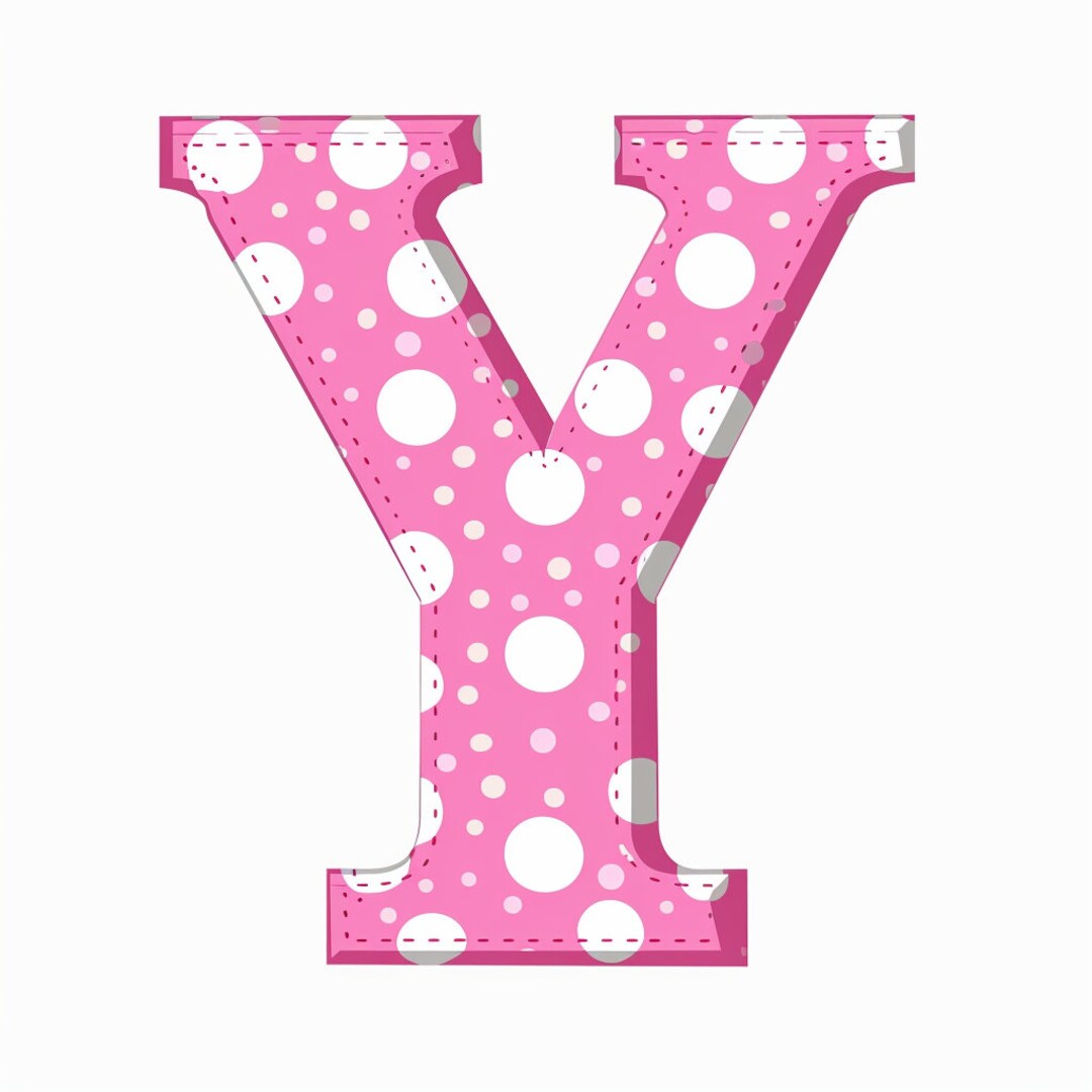 Pink Polka Dot Letter Y Transparent Letter Graphic Printable Art ...