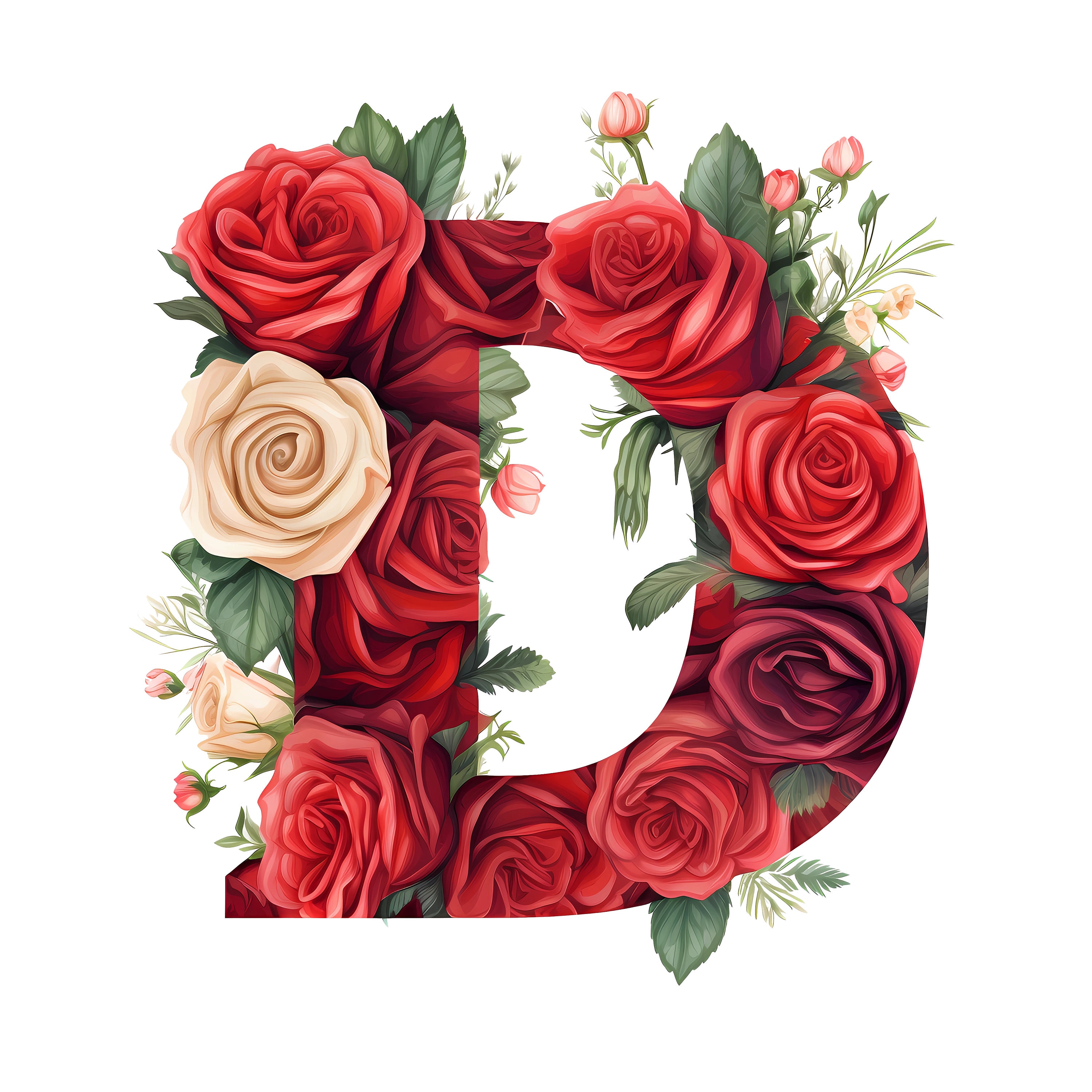 Red Roses Letter D Graphic Transparent Letter Graphic Printable Art ...