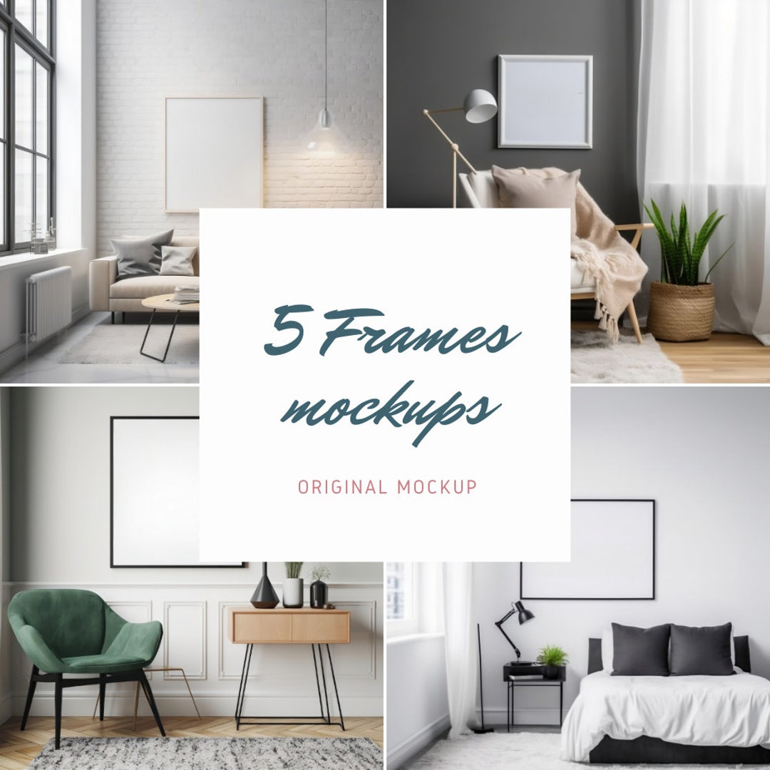 5 Frame Mockups in Interior Interior Frame Mockup Wall - Etsy